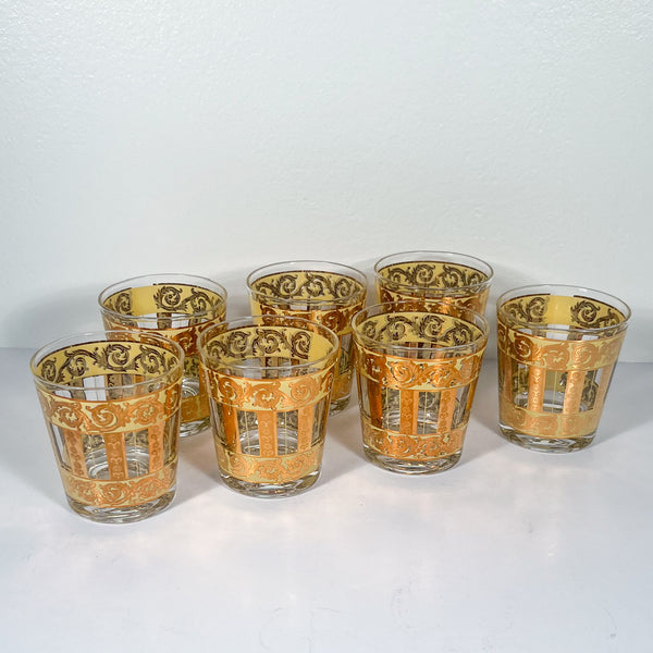 (24734) Set of Seven Gold Scroll Midcentury Sipping Glasses – The Fab Foo